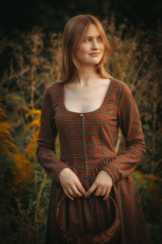 Tartan wool rust Demelza dress – MayaHotenkoDress
