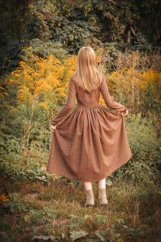 Tartan wool rust Demelza dress – MayaHotenkoDress